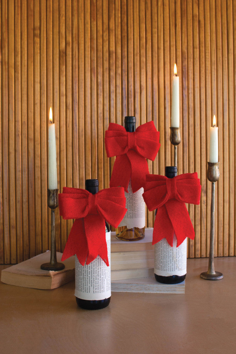 Red Felt Bow Bottle Topper – Coulee Boutique